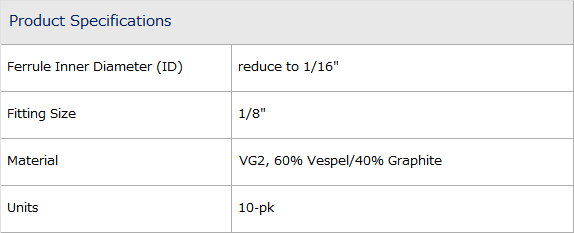 Ferrule, Vespel/Graphite, VG2, 60% Vespel/40% Graphite Reducing, 1/8in ...