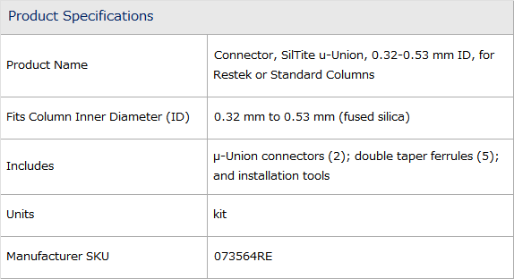 Connector, Kit, SilTite MicroUnion to connect 0.32mm to 0.53mm ID ...
