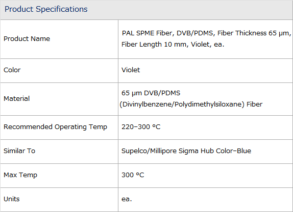 SPME Fiber, DVB/PDMS (Divinylbenzene / Polydimethylsiloxane), Fiber ...
