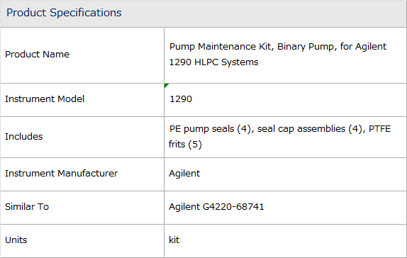 PM Kit 1290 Binary Pump Sim to OEM # G4220-68741 시마즈 인터넷샵