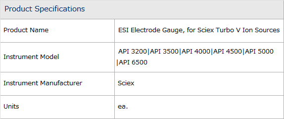 ESI Electrode Gauge Sciex Turbo V 시마즈 인터넷샵