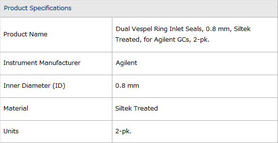 Siltek Inlet Seal, Dual Vespel Ring, 0.8mmID 2pk 시마즈 인터넷샵