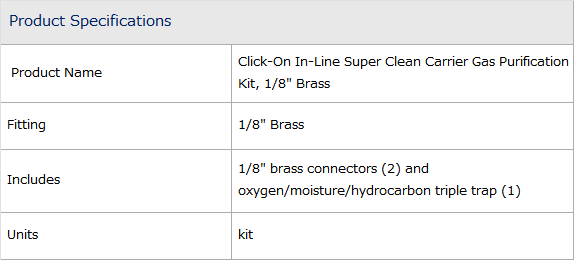 Super-Clean Click-on Trap, Complete Carrier Gas Filter Kit, 1/8in Brass ...