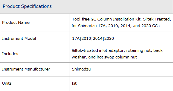 Tool-free Column Installation Kit for Shimadzu GCs (Siltek Version) 시마즈 ...