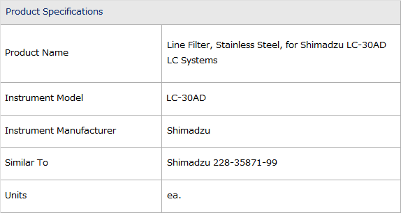 Line Filter For Shimadzu LC-30AD Sim to OEM 228-35871-99 시마즈 인터넷샵