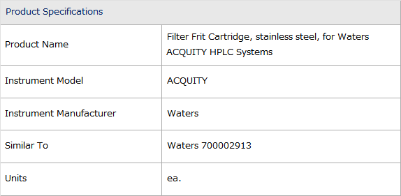 SS Filter Frit Cartridge, For Waters ACQUITY 시마즈 인터넷샵