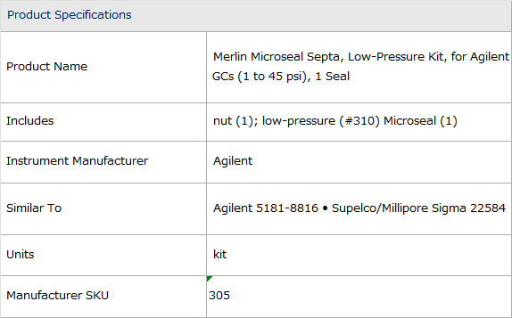 Merlin Microseal Septa, Low Pressure Kit for Agilent Includes Nut and 1 ...