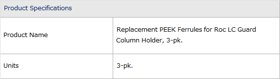 Replacement PEEK Ferrules, Roc LC Guard Column Holder 3-pk 시마즈 인터넷샵