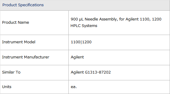 Needle Assy, 900uL, For Agilent 1050/1100/1200 Sim to #G1313-87202 시마즈 인터넷샵