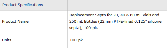 VOA Vial Septa, Replacement, 24mm PTFE Faced 0.125in Silicone Septa ...
