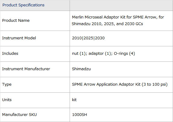 SPME Arrow Microseal Adapter Kit for Shimadzu 2010 and 2025 GCs 시마즈 인터넷샵