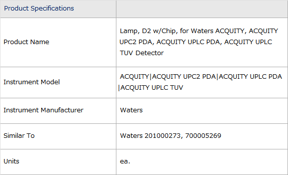 Lamp D2 PDA/TUV For Waters w/Chip Sim to OEM 700005269 201000273 시마즈 인터넷샵