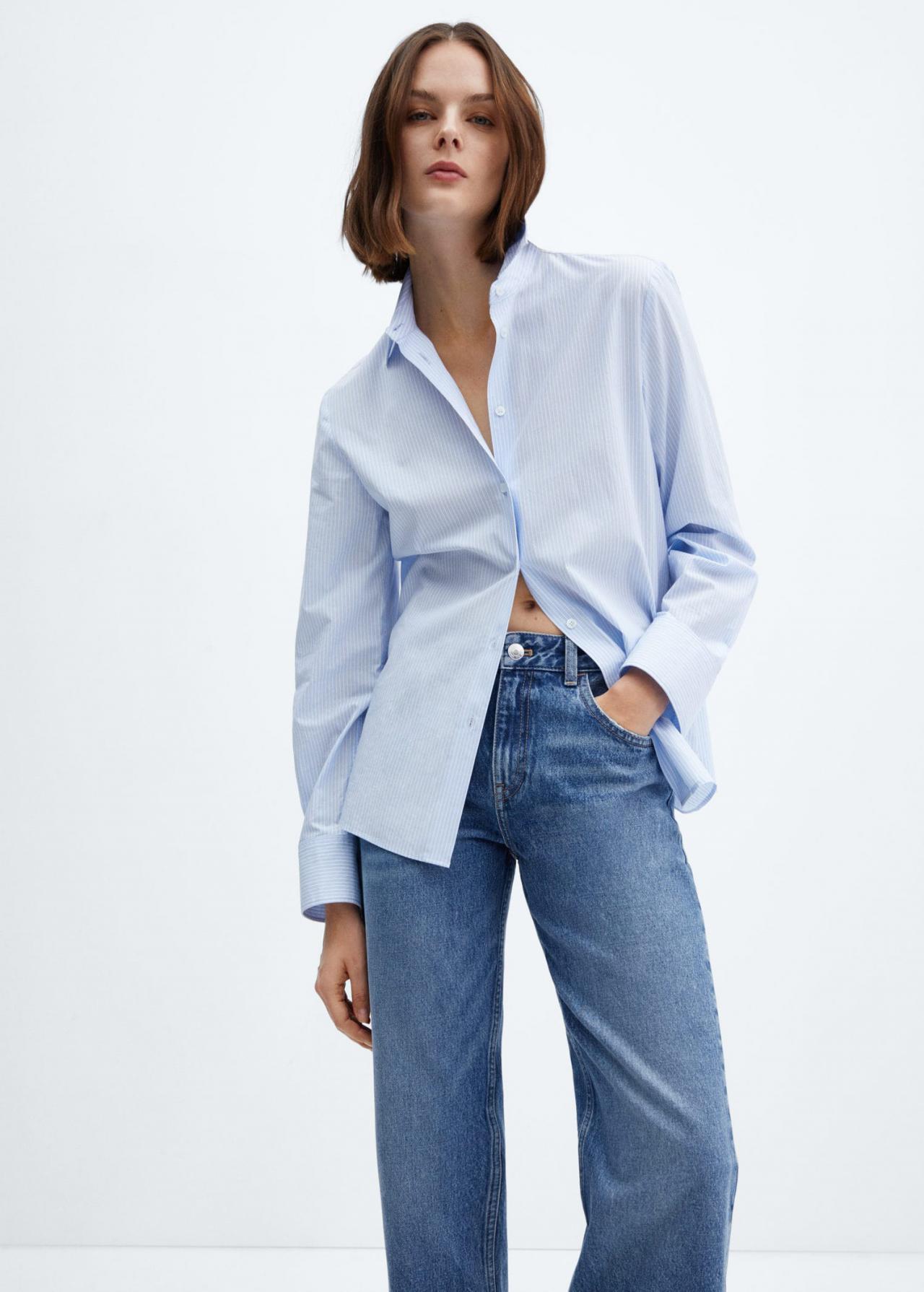 망고 미드라이즈 스트레이트 진 67003271 AZUL MEDIO